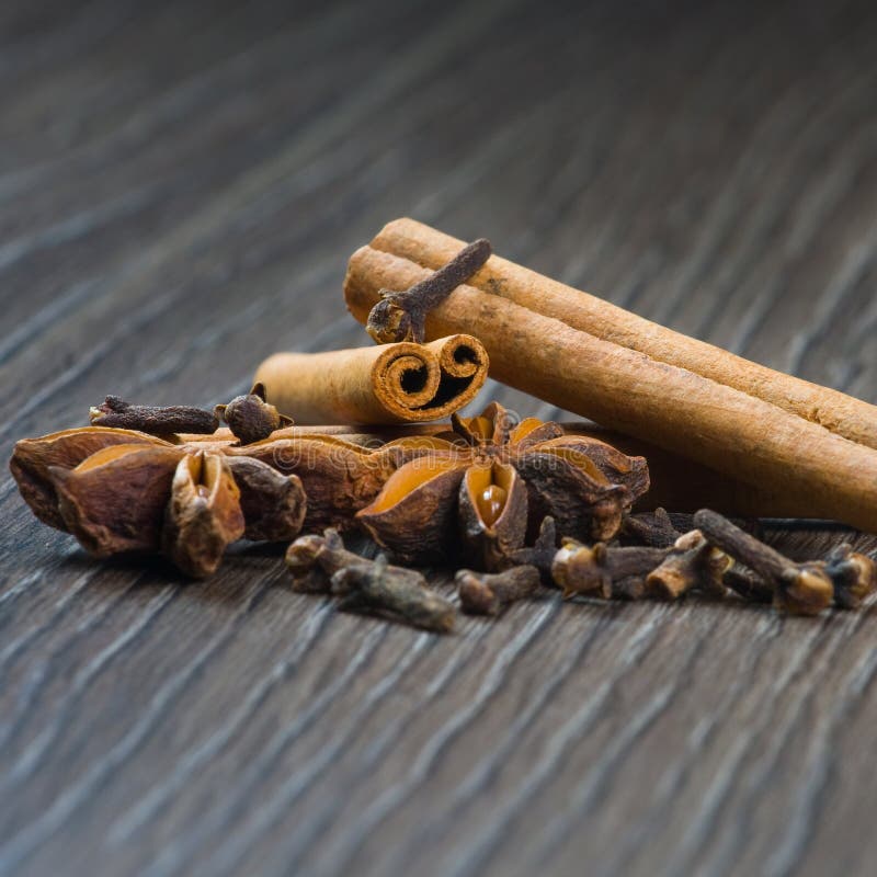 Cinnamon, cloves and anise stock photo. Image of flavoring - 33768356