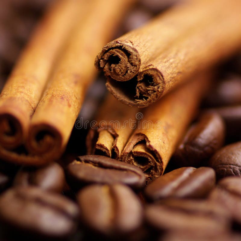 Cinnamon and coffee beans stock photo. Image of closeup - 7712776