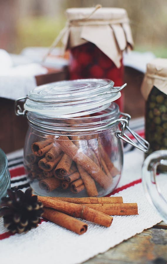 The Cinnamon is in a Jar on the Table Stock Image - Image of dinner ...