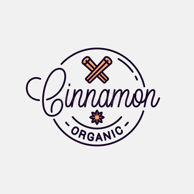 Cinnamon Logo. Round Linear Logo of Cinnamon Stick Stock Vector ...