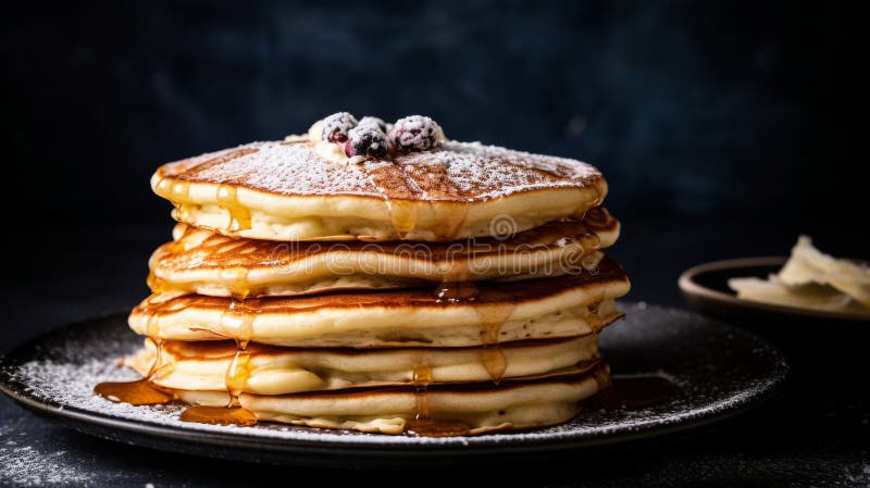 Cinnamon Pancakes Fluffy Stack Warm Stock Illustration - Illustration ...