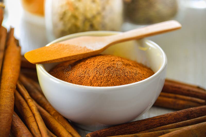 Cinnamon Powder in a White Bowl Stock Photo - Image of meal, aroma ...