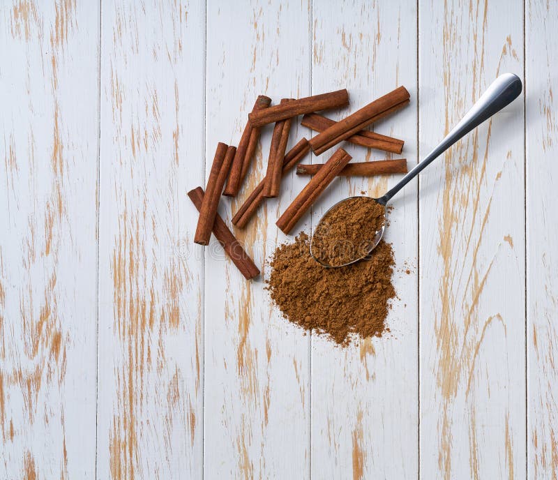 Cinnamon Powder Isolated on a White Background, Top View Stock Image ...
