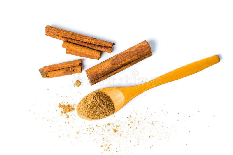Cinnamon Powder and Sticks Isolated Stock Image - Image of aromatic ...