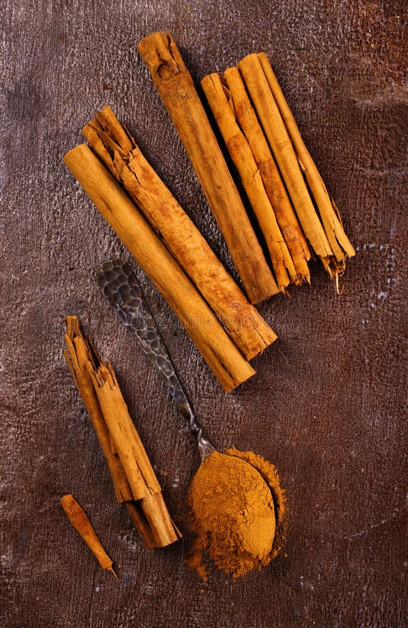 Cinnamon powder on a table stock photo. Image of nature - 388813104