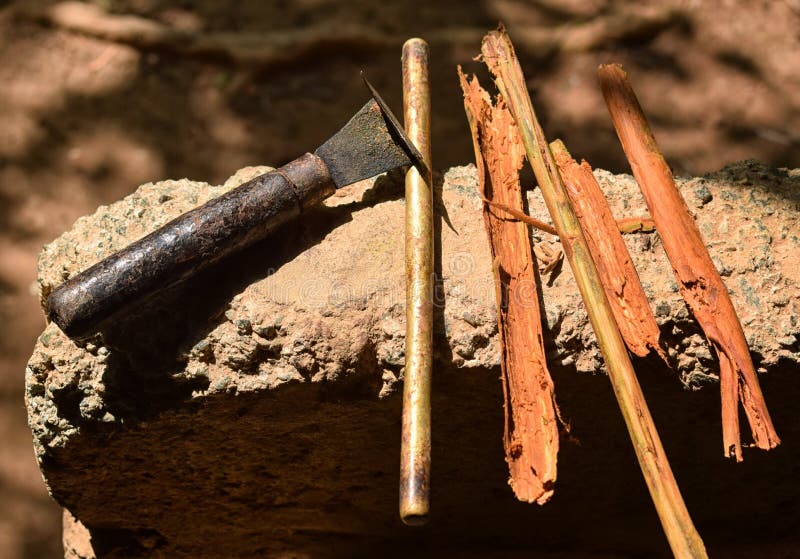 Cinnamon processing tools stock photo. Image of natural - 85689074