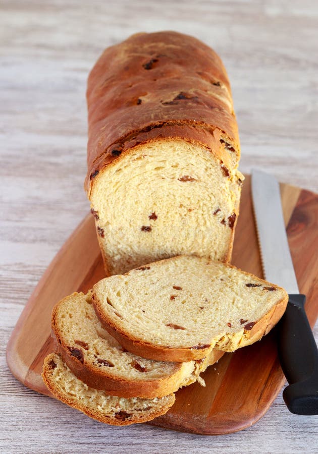 Cinnamon and Raisin Sweet Bread, Sliced Stock Image - Image of slice ...