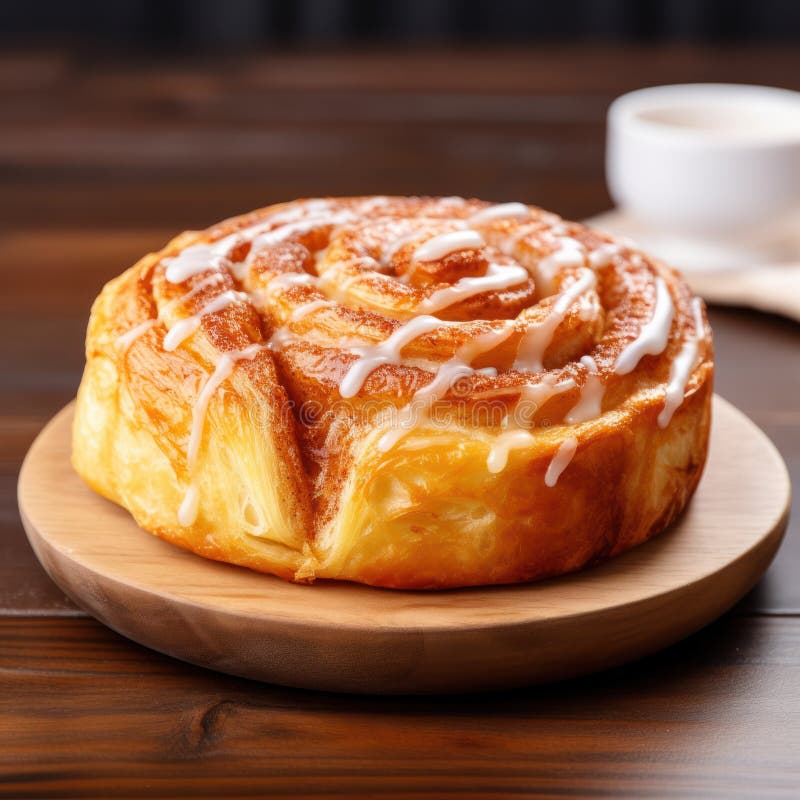 A cinnamon roll on a plate stock image. Image of dishware - 299490909
