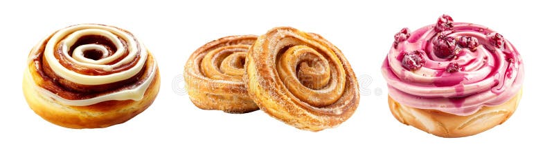 Cinnamon Roll Topped with Smooth Raspberry, Vanilla and Chocolate Icing ...