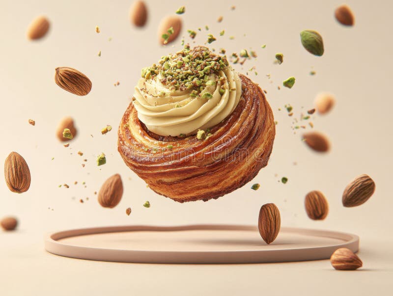 Cinnamon Rolls with Pistachio Cream Stock Illustration - Illustration ...