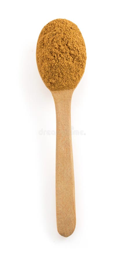 Cinnamon in spoon on white stock image. Image of spice - 37717365