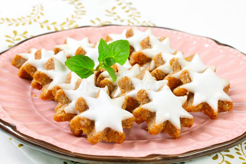 Cinnamon star cookies stock photo. Image of treat, pink - 34749330