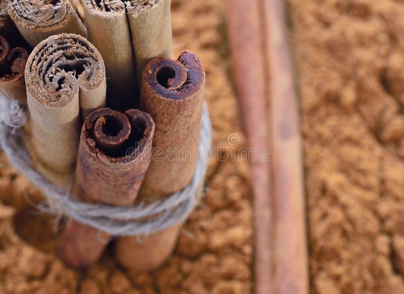 Cinnamon stick in powder stock image. Image of powder - 76648087