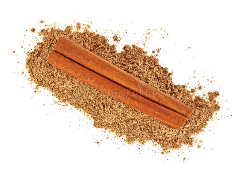 Cinnamon Stick with Powder Pile on White Background Stock Image - Image ...