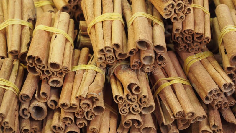 Cinnamon Stick Stacked Selling on Spice Bazar Stock Video - Video of ...