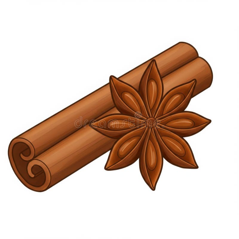 Cinnamon Stick with Star Anise a Pixelated Still Life on White ...