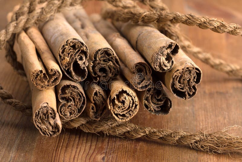 Cinnamon Sticks and Coconut Rope Stock Photo - Image of decoration ...