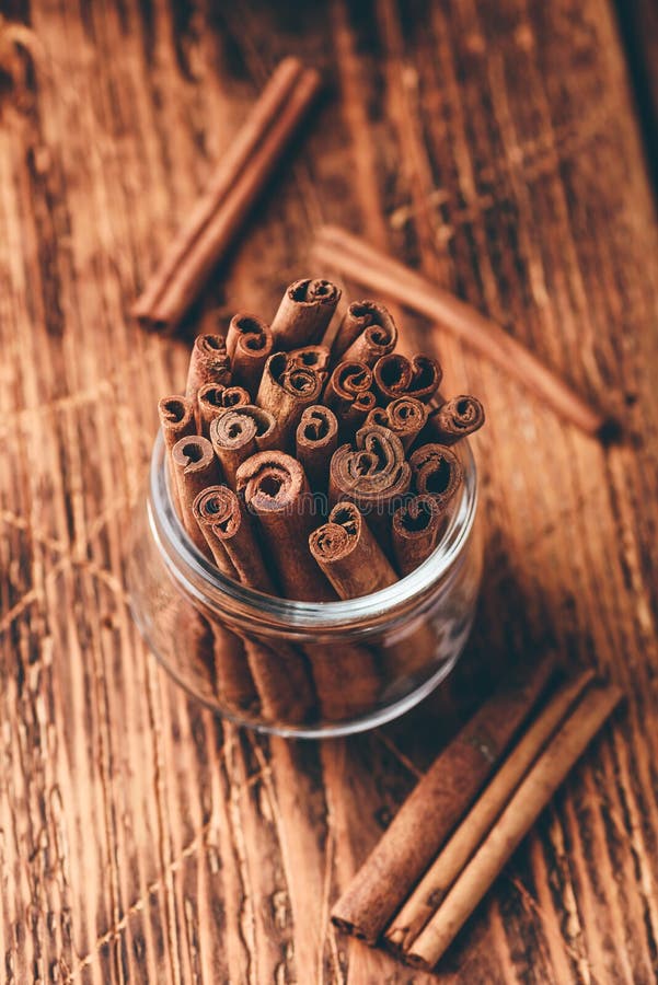 Cinnamon Sticks in a Glass Jar Stock Photo - Image of culinary, heap ...