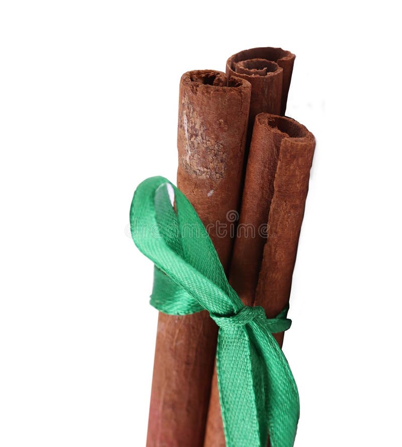 Cinnamon Sticks and Green Ribbon Stock Photo - Image of healthy ...