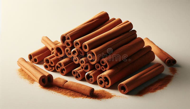 Cinnamon Sticks Pile with Ground Cinnamon Dust Stock Illustration ...