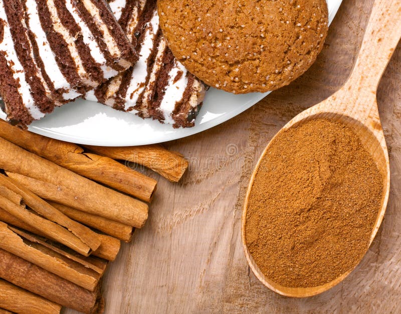 Cinnamon in Sticks and Powder with Sweets Stock Image - Image of food ...
