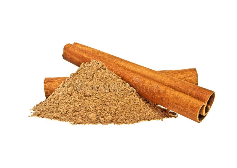 Cinnamon Sticks and Powder on White Background Stock Image - Image of ...