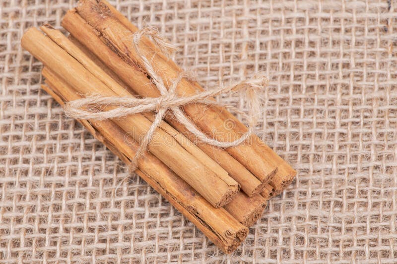Cinnamon Sticks Tied with Jute Rope Isolated on White Stock Image ...
