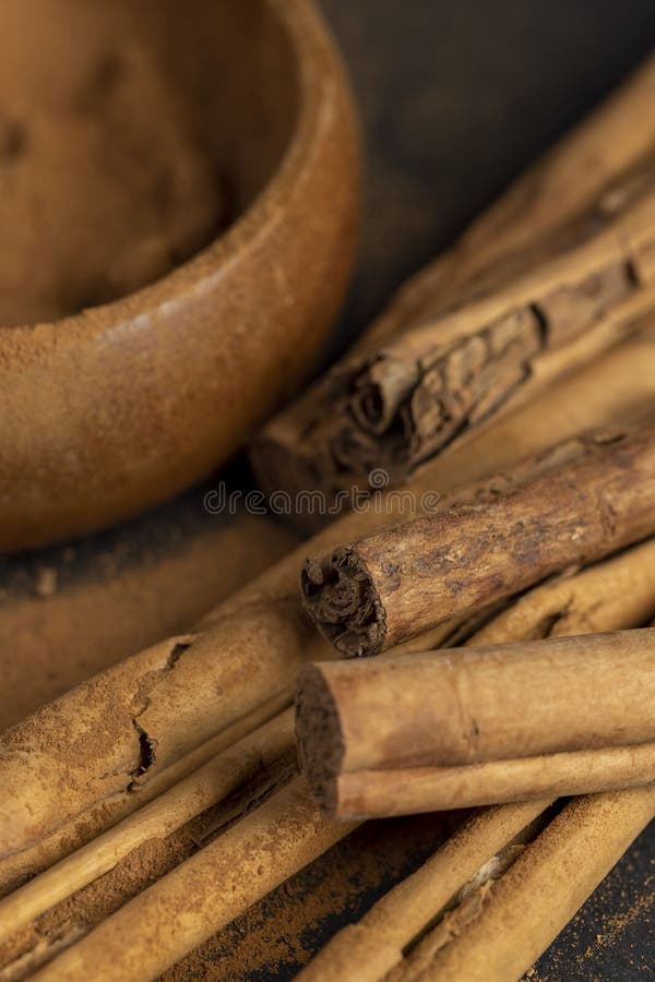 Cinnamon Tree Bark with Golden Powder Stock Image - Image of natural ...