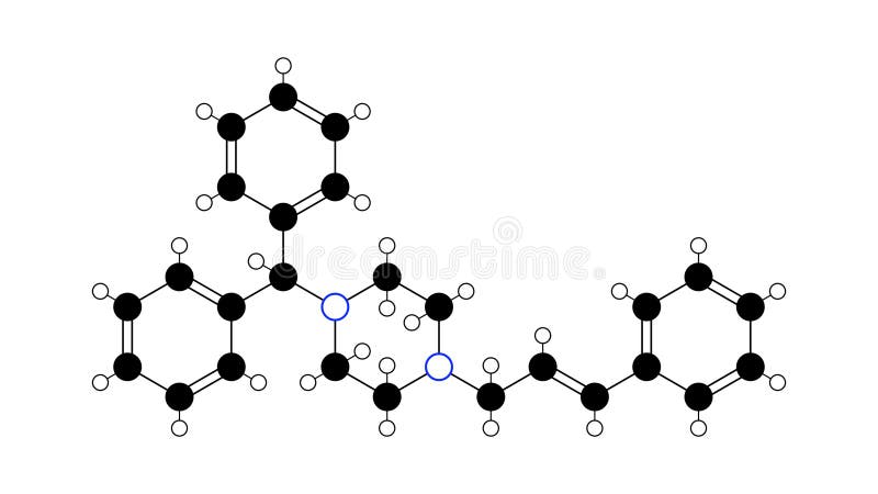 Cinnarizine Molecule, Structural Chemical Formula, Ball-and-stick Model ...