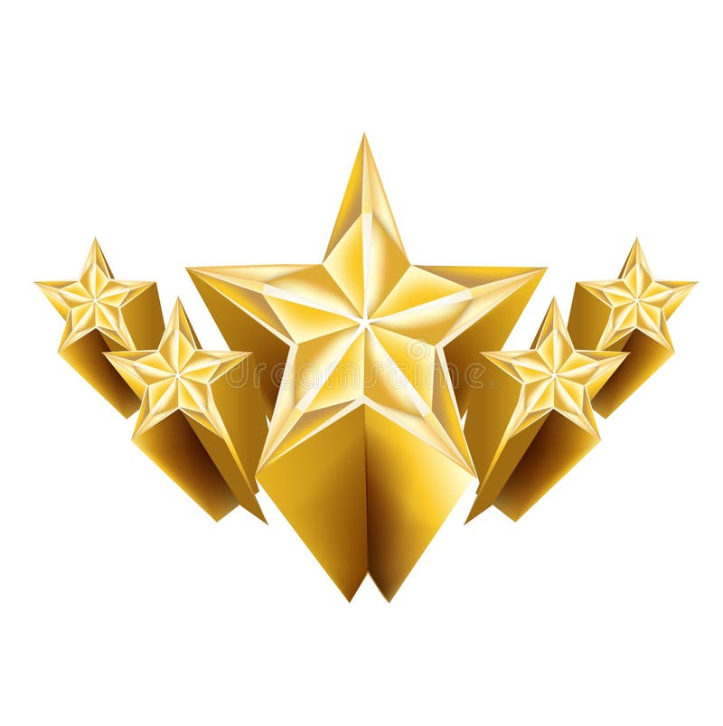 Cinque Stelle Dorate Dimensionali Isolate Illustrazione Vettoriale ...