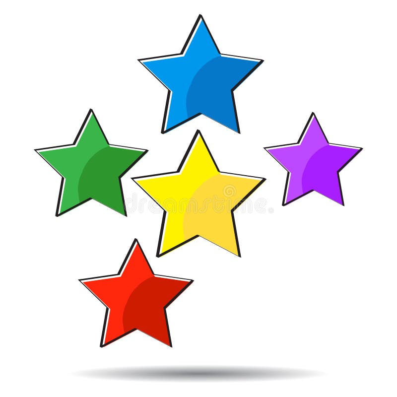 Un Insieme Di Cinque Stelle Su Un Fondo Bianco Illustrazione Vettoriale ...