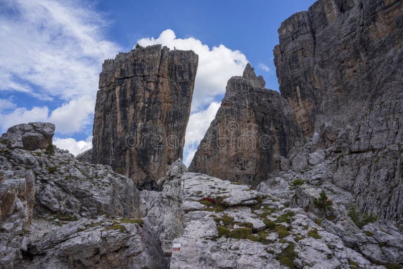 Cinque Torri. Famous Place in the Dolomites Stock Photo - Image of ...