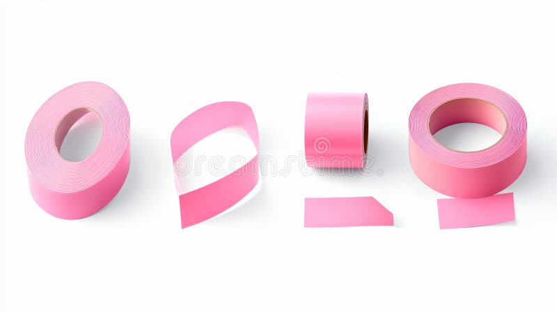 Cinta Adhesiva Rosa Aislada En Fondo Blanco Stock de ilustración ...