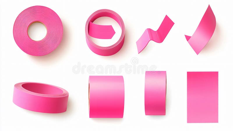 Cinta Adhesiva Rosa Aislada En Fondo Blanco Stock de ilustración ...