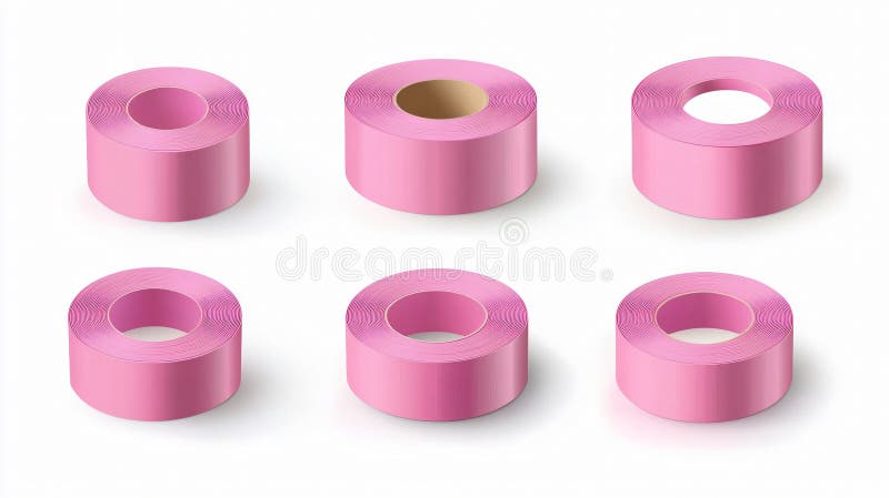 Cinta Adhesiva Rosa Aislada En Fondo Blanco Stock de ilustración ...