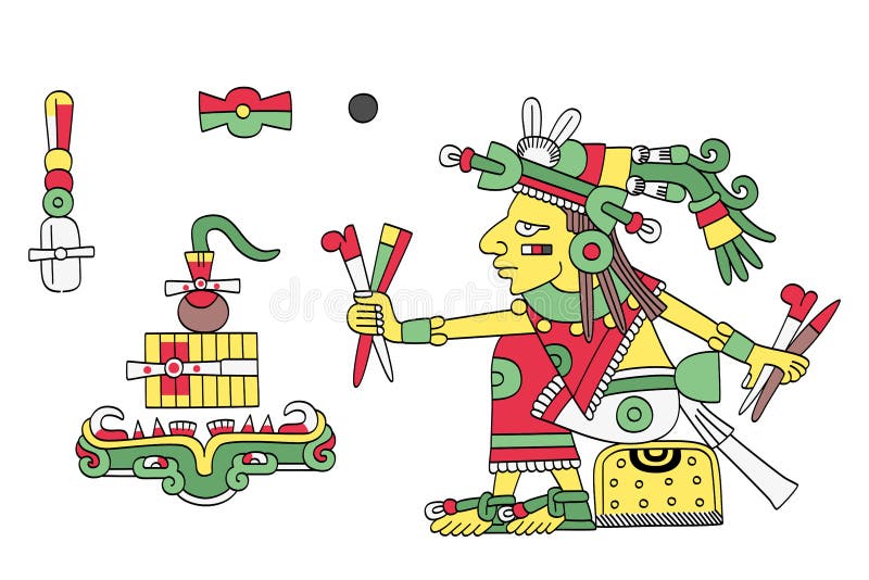 Cinteotl, Aztec God of Maize, in Front of the Realm of the Dead Stock ...