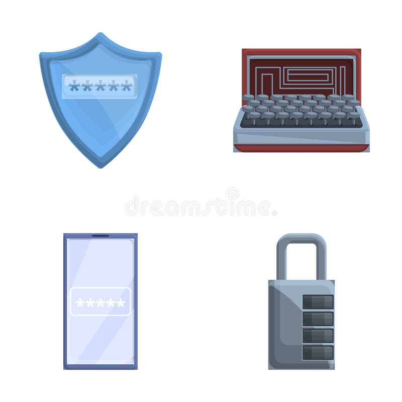 Cipher Concept Icons Set Cartoon Vector. Various Type of Encryption ...
