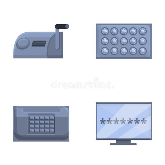 Cipher Icons Set Cartoon Vector. Various Type of Encryption Stock ...