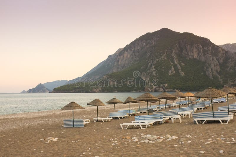 Cirali Beach at Sunset, Turkey Stock Photo - Image of dusk, mountains ...