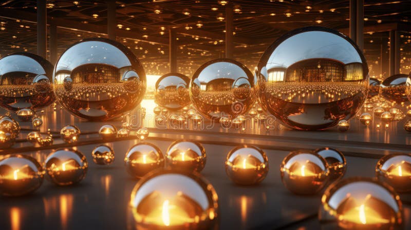 Circadian Reflections Mirrored Spheres Artwork Stock Illustration ...