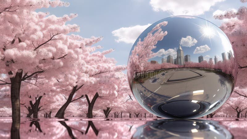 Circadian Reflections Mirrored Spheres Artwork Stock Illustration ...