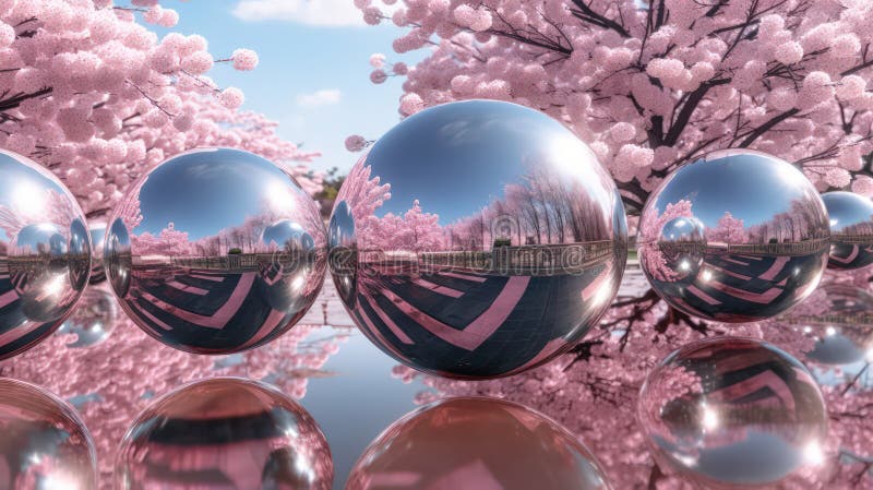 Circadian Reflections Mirrored Spheres Artwork Stock Illustration ...
