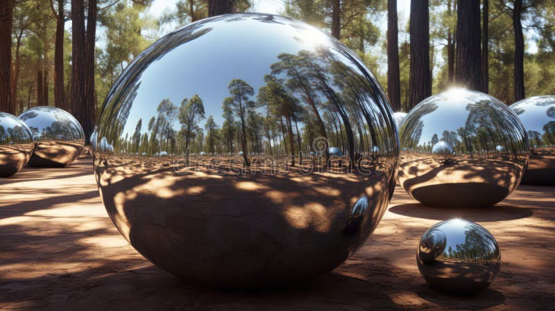Circadian Reflections Mirrored Spheres Artwork Stock Illustration ...