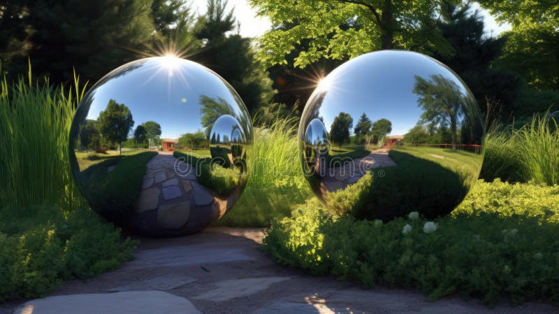 Circadian Reflections Mirrored Spheres Artwork Stock Illustration ...