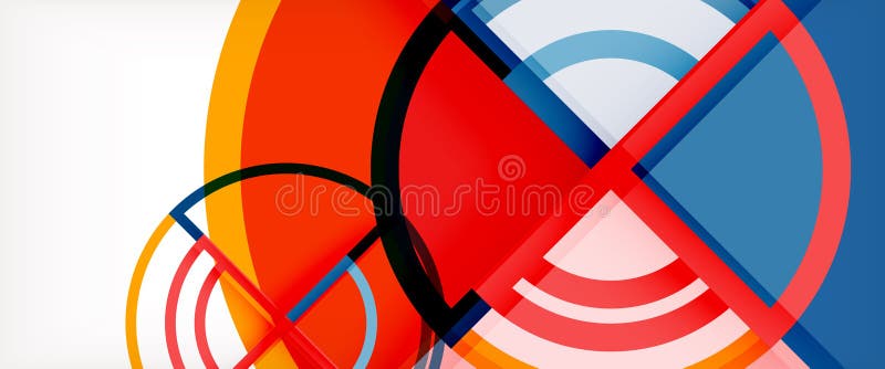 Circle Abstract Background, Bright Colorful Round Geometric Shapes ...