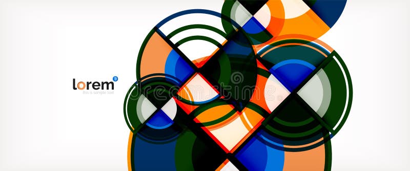Circle Abstract Background, Bright Colorful Round Geometric Shapes ...