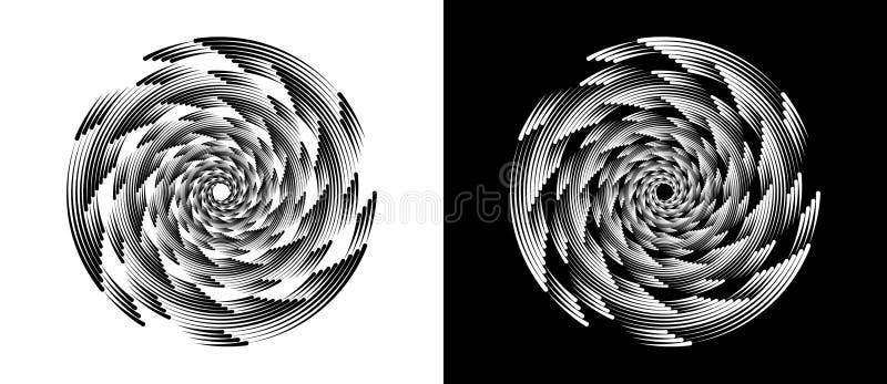 Circle Abstract Background with Dynamic Lines in Spiral. Black Shape on ...