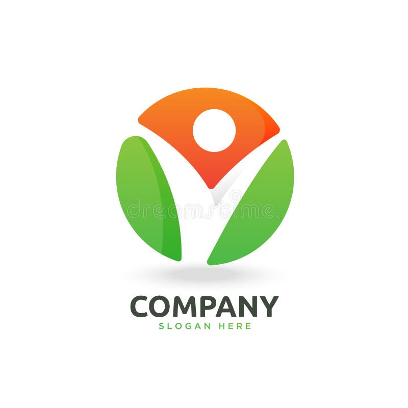 Circle Abstract 3d Smooth Gradient Human Happy Pose Logo Template Stock ...