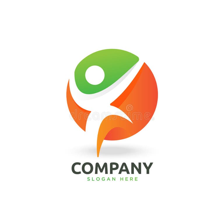 Circle Abstract 3d Smooth Gradient Human Jumping Pose Logo Template ...