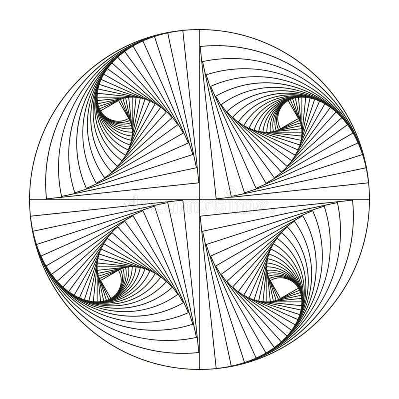 Circle Abstract Form. Black Curved Elements. Optical Twist Vector ...